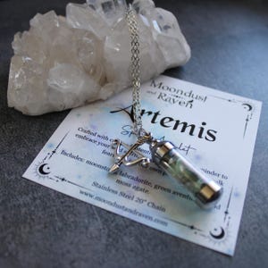 Artemis Crystal Spell Jar Necklace, Moonstone Amulet, Witchy Jewelry - Etsy