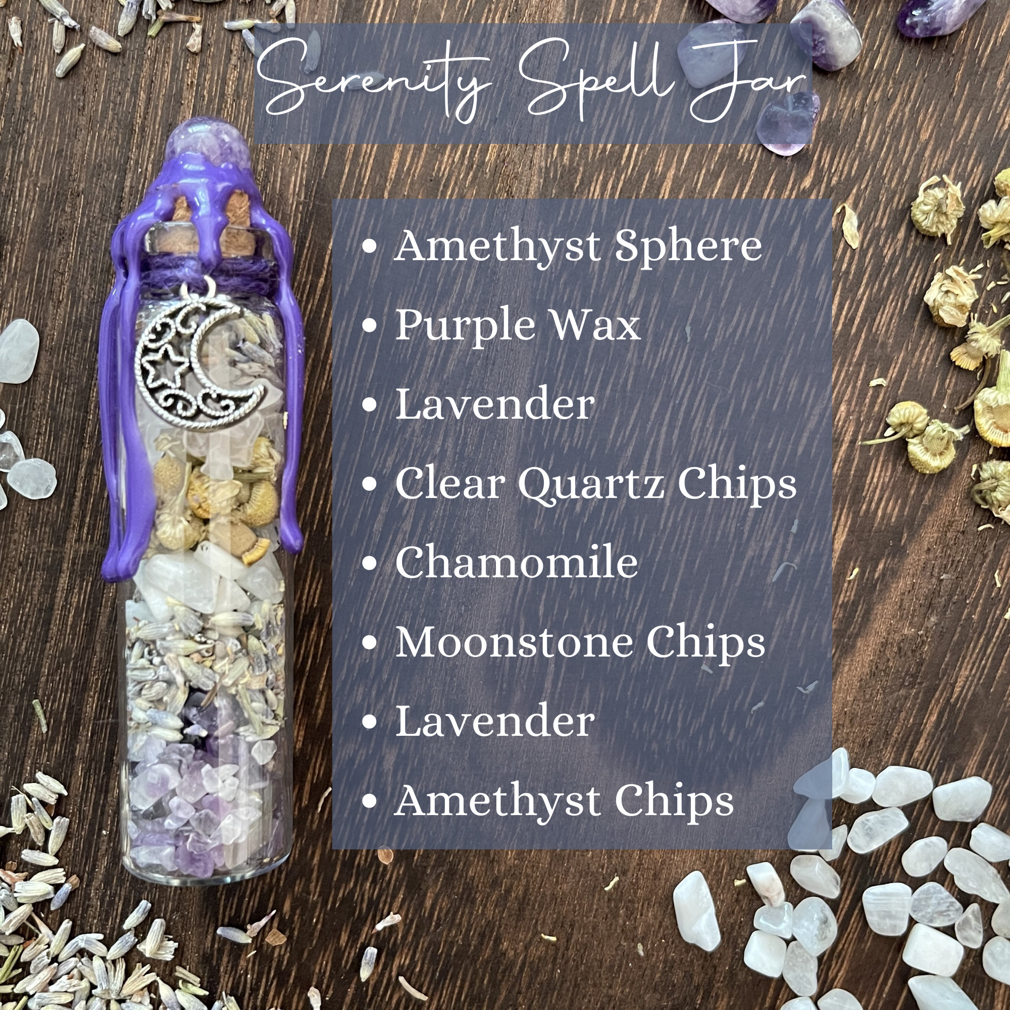 Serenity Moon Spell Jar, Amethyst Moon Spell Bottle, Intention ...