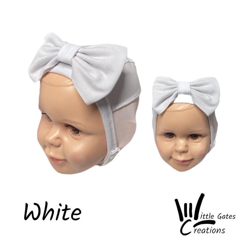 Custom Baby Bonnet – Interchangeable Center Bow, Hearing Aid Retention ...