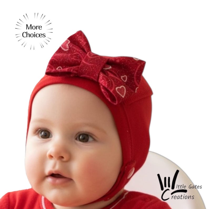 Hearing Aid/cochlear Retention Bonnet With Heart Theme Side Bow. - Etsy UK