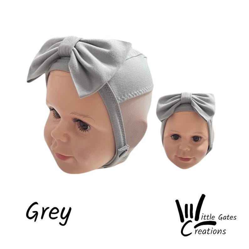 Custom Baby Bonnet – Interchangeable Center Bow, Hearing Aid Retention ...