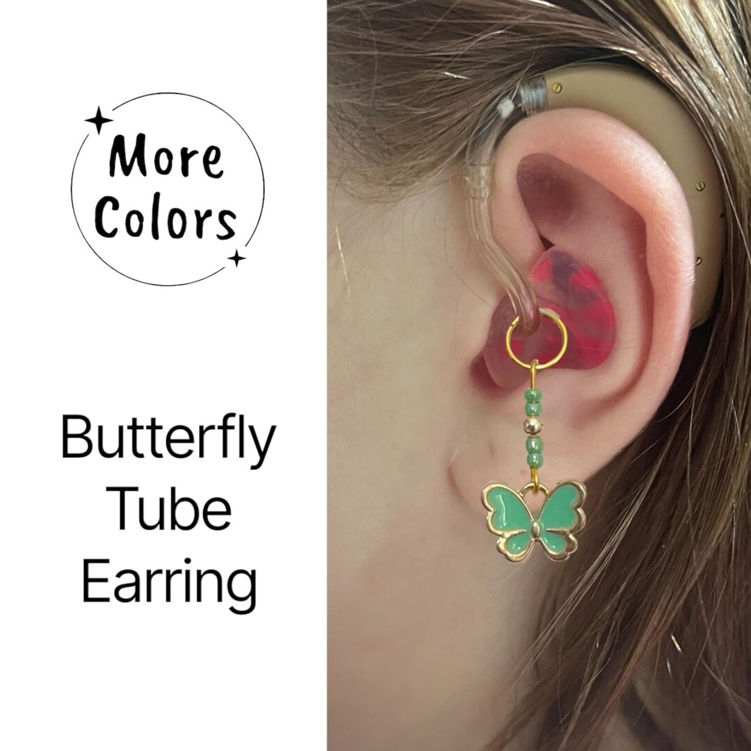 Tube Earring/hearing Aid Charm/butterfly/tube/charm/hearing Aid ...