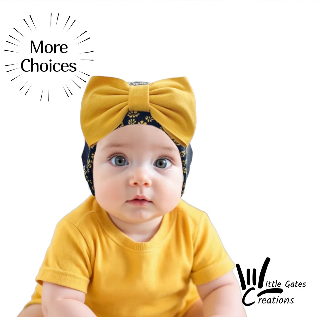 Baby Hearing Aid Hat With Changeable Bows, Cochlear Implant Cap - Etsy
