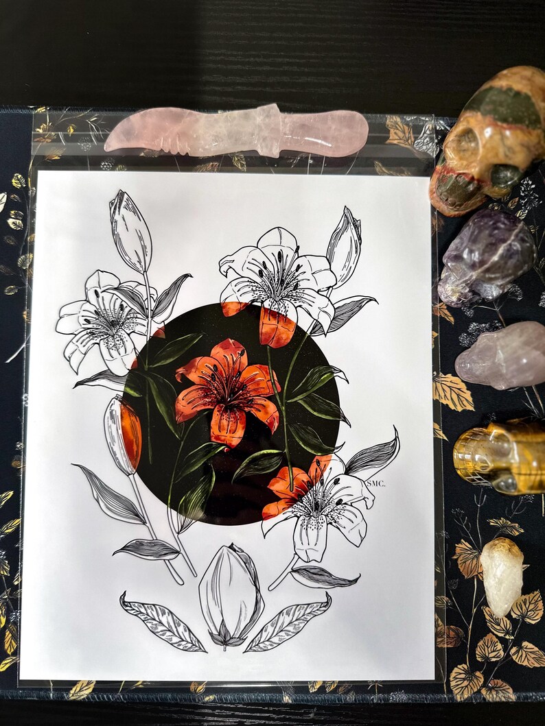 8x10 Tiger Lily Art Print | Gothic Surreal Decor | Dark Academia ...