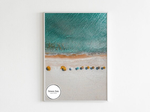 Blue Beach Wall Art Printable Coastal Beach Poster Modern | Etsy