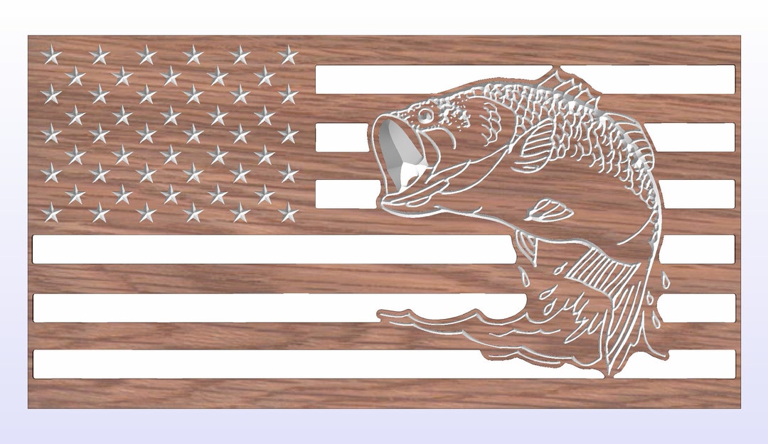 US Flag With Jumping Bass CNC File – Dxf and Svg Files – Digital ...