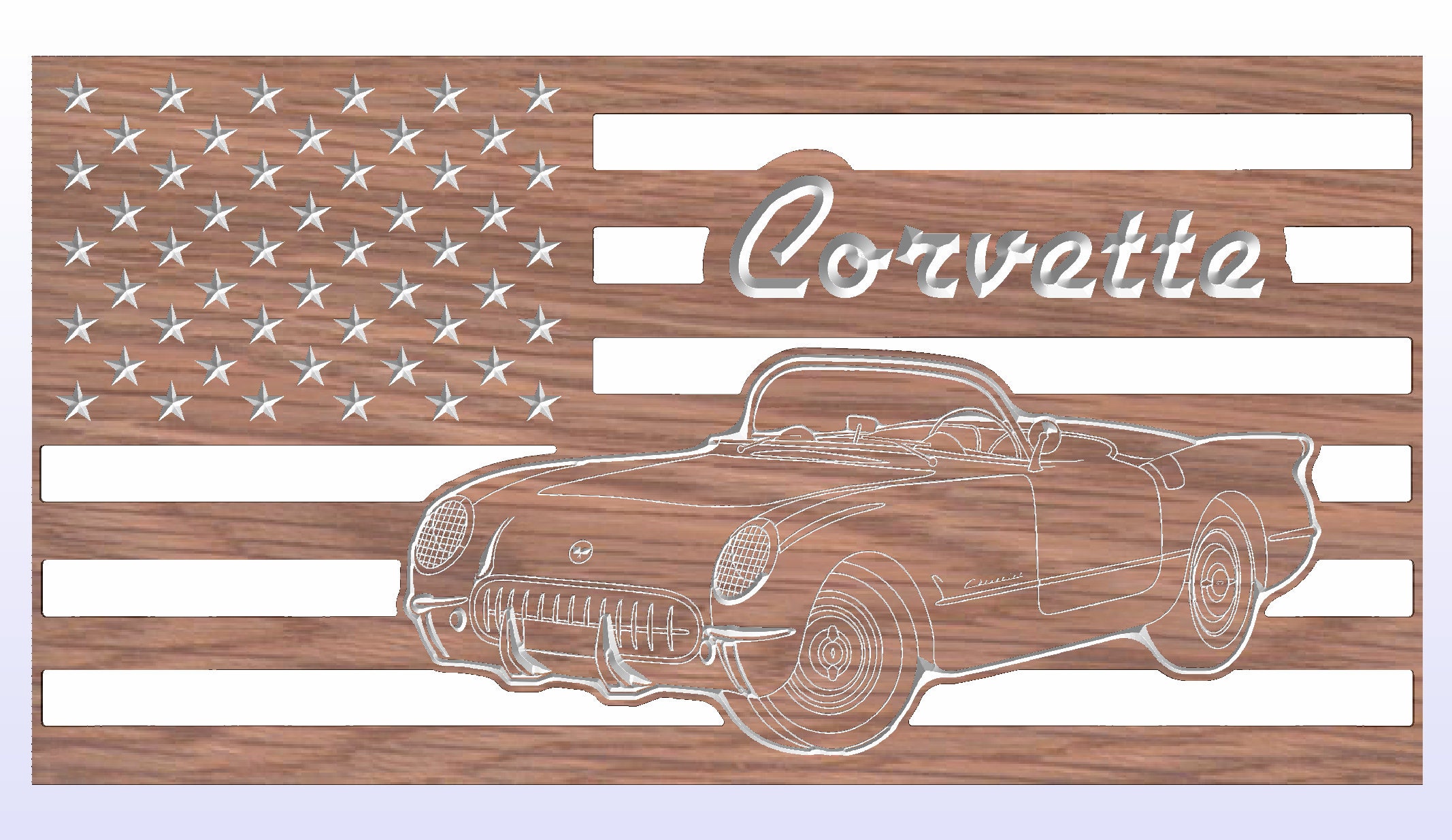 US Flag With Classic Corvette CNC File Dxf and Svg Files | Etsy