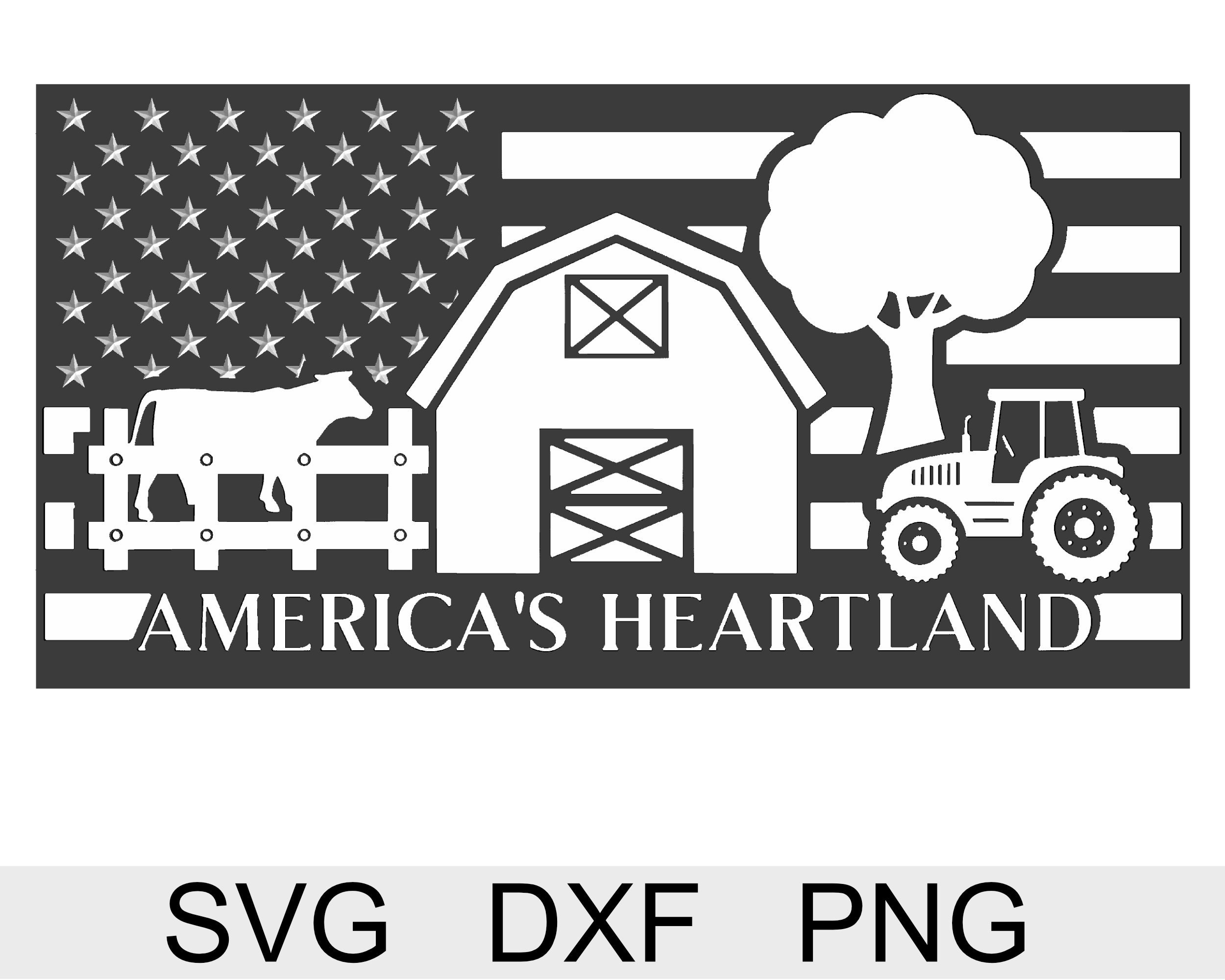 US Flag With Farming Scene as a Tribute to Our Farmers CNC - Etsy