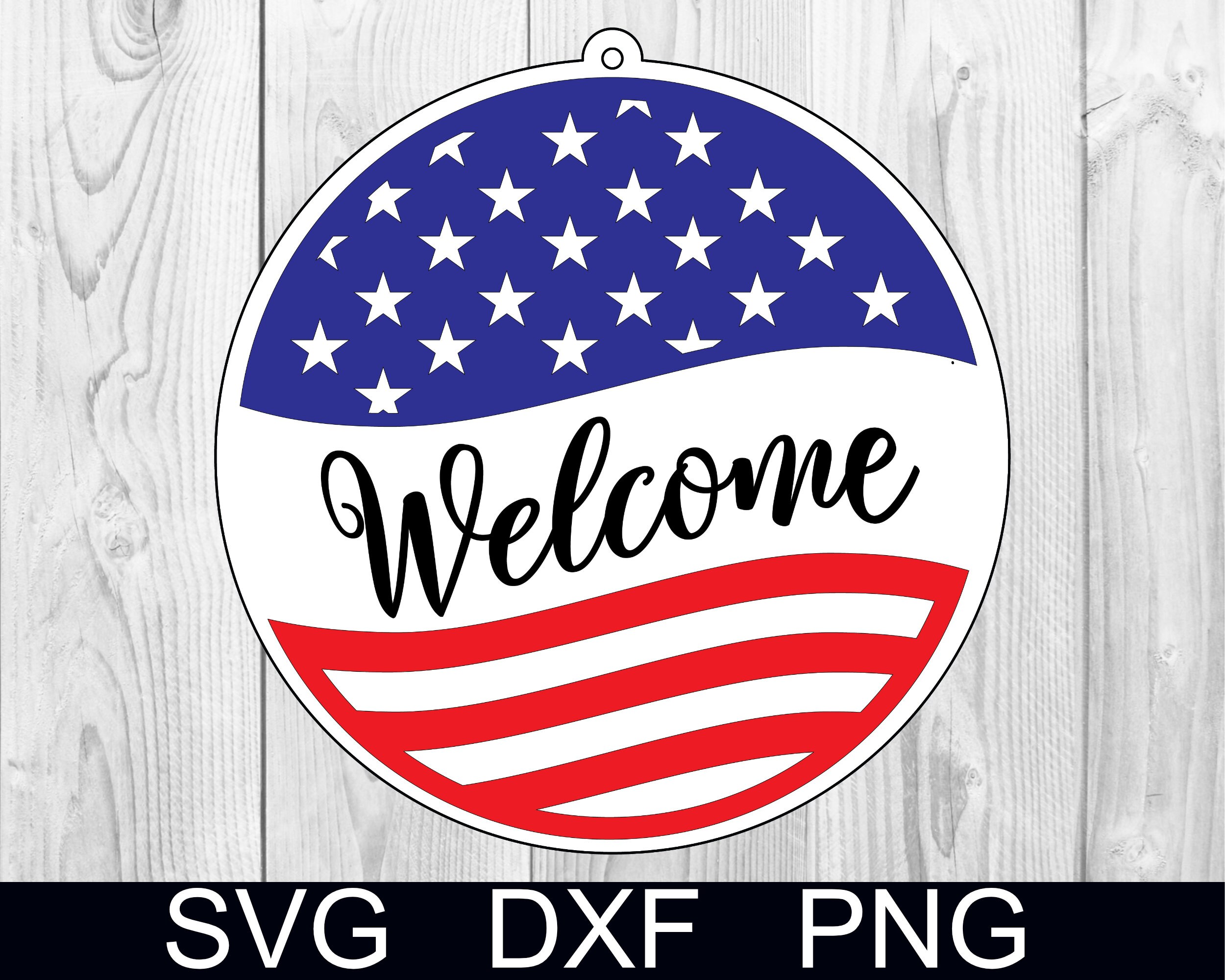 Wavy American Flag Welcome Sign SVG DXF - Laser Cut File (digital ...