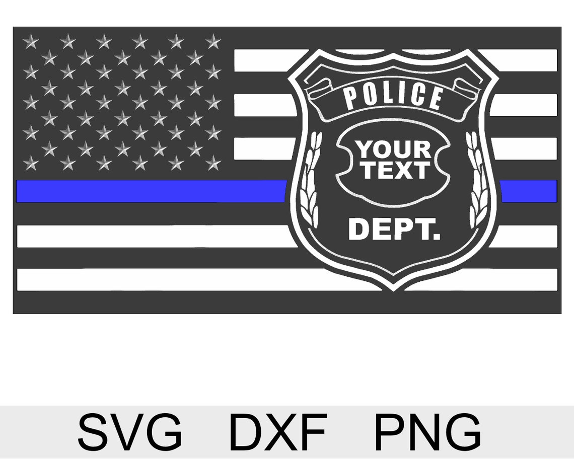 US Flag With Police Department Badge Add Your Own Text Dxf | Etsy