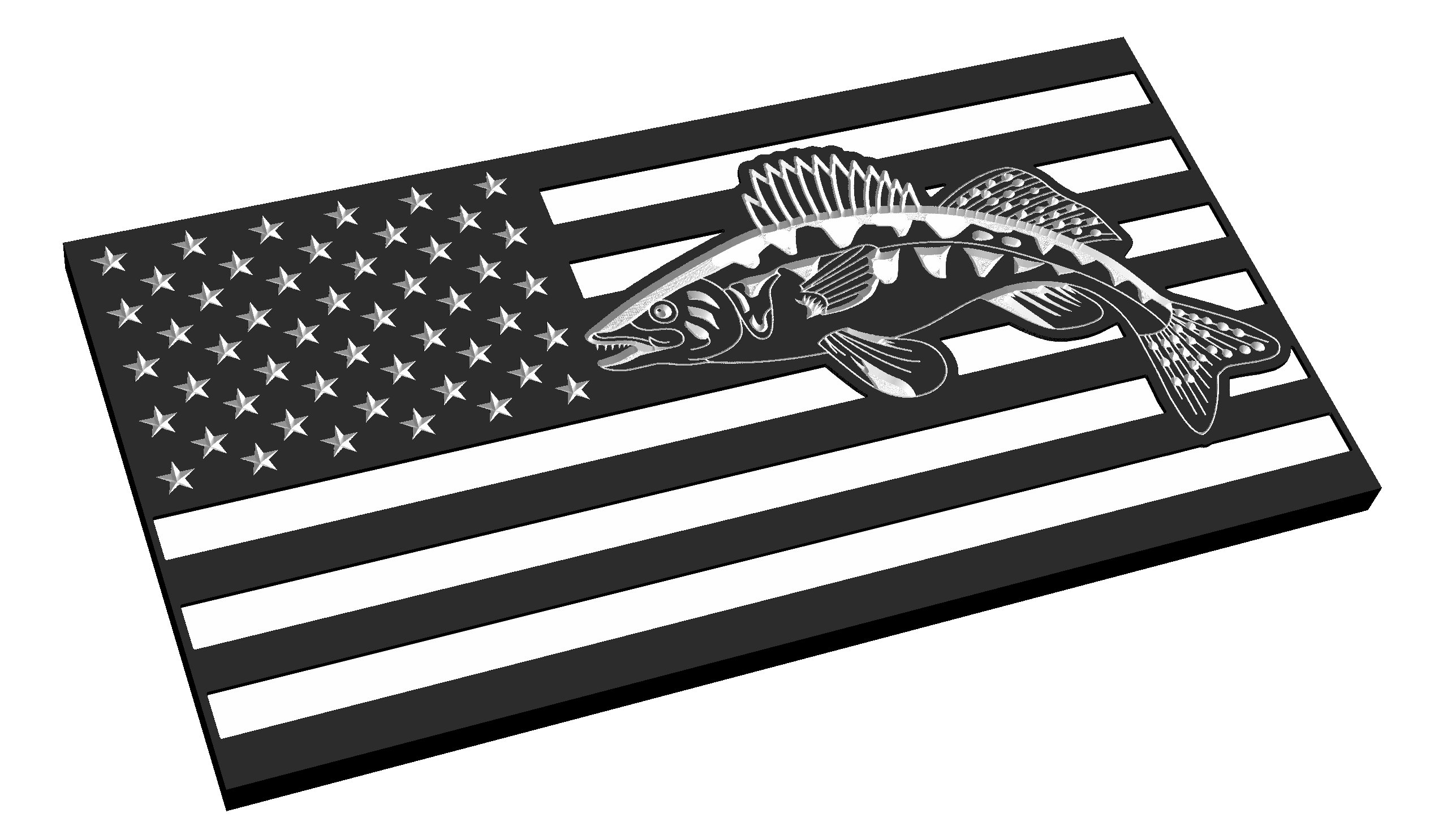 US Flag With Walleye CNC File Dxf and Svg Files Digital - Etsy