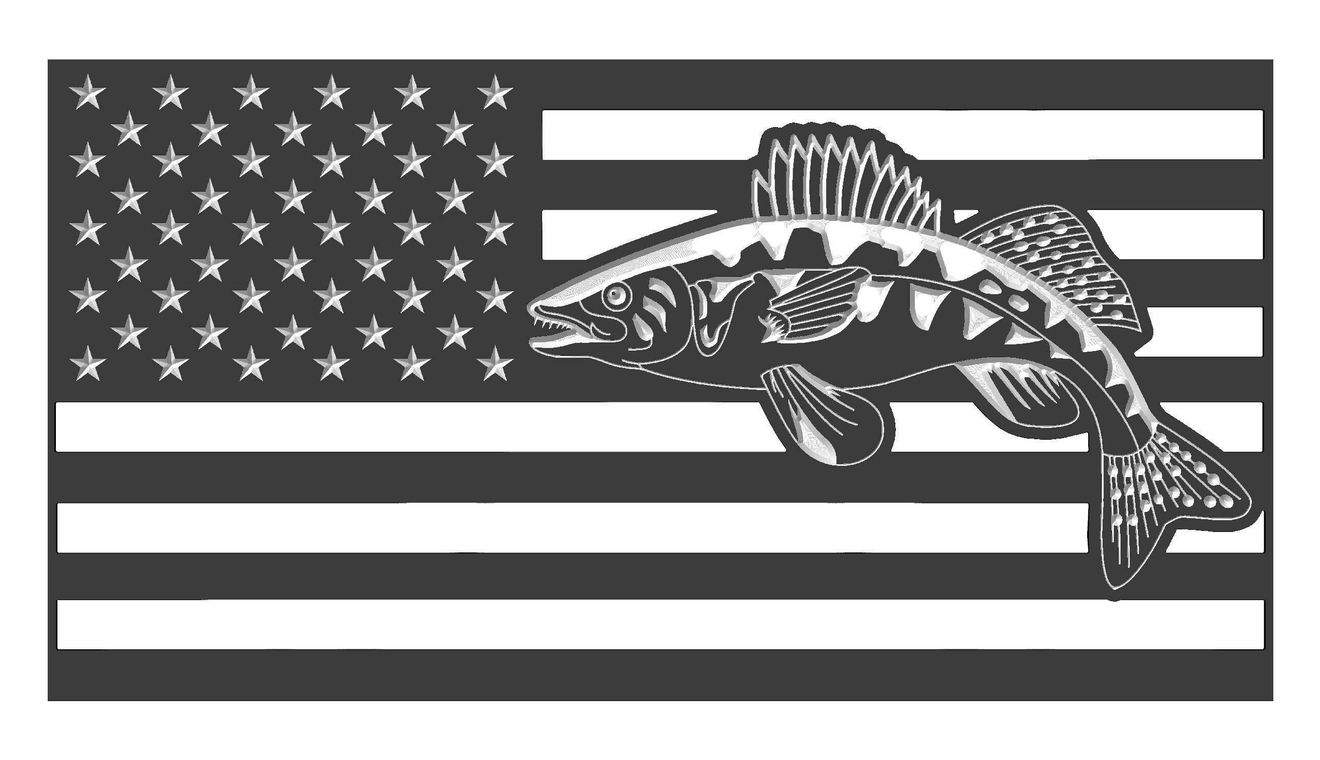 US Flag With Walleye CNC File – Dxf and Svg Files – Digital Download ...
