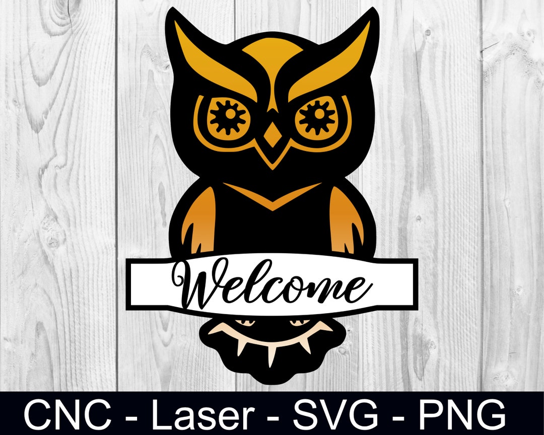 Owl Welcome Sign SVG: Multi Layer Door Hanger, CNC Laser Cut File ...
