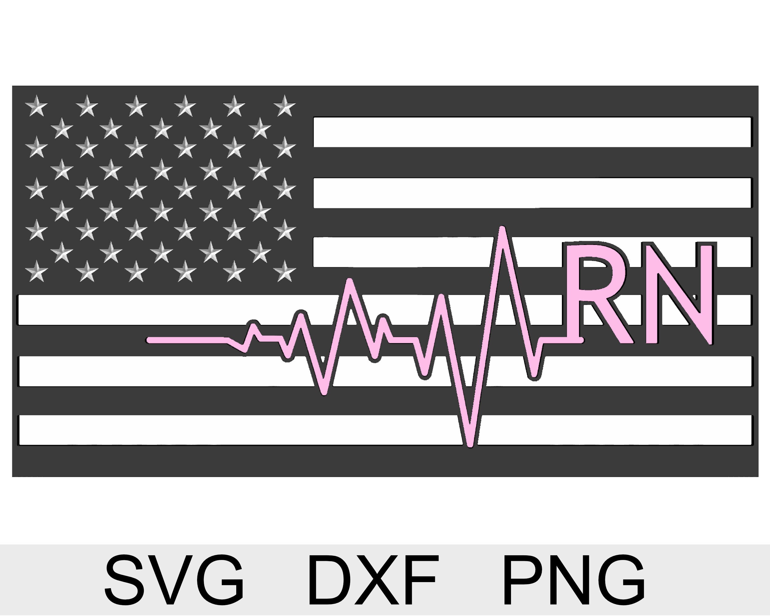 American Flag With EKG Chart and Registered Nurse Svg and Dxf - Etsy