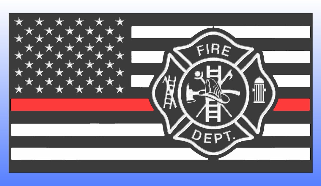 US Flag With Fire Dept Label - Dxf and Svg Files for Instand Download ...