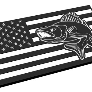 US Flag With Jumping Walleye CNC File – Dxf and Svg Files – Digital ...