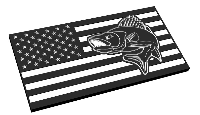 US Flag With Jumping Walleye CNC File Dxf and Svg Files - Etsy