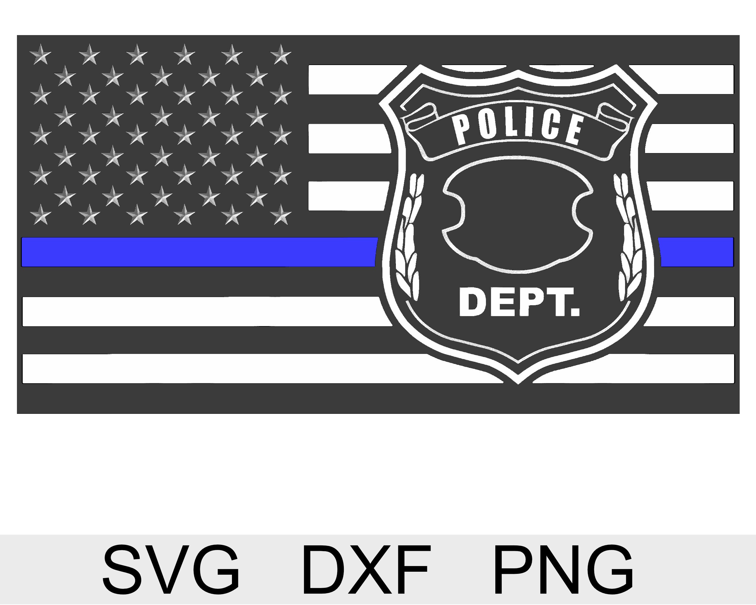 US Flag with Police Department Badge Add your own text Dxf | Etsy