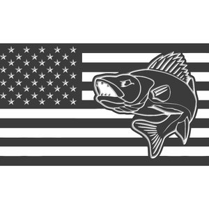 US Flag With Jumping Walleye CNC File – Dxf and Svg Files – Digital ...