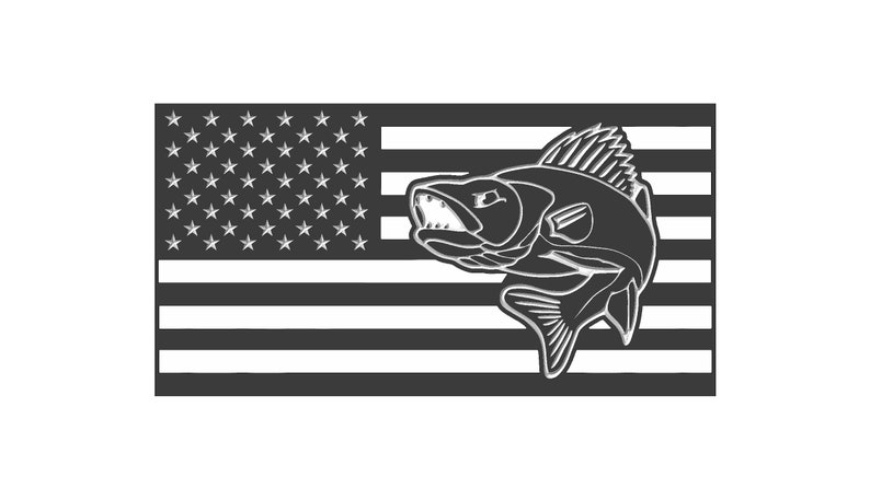 US Flag With Jumping Walleye CNC File Dxf and Svg Files | Etsy