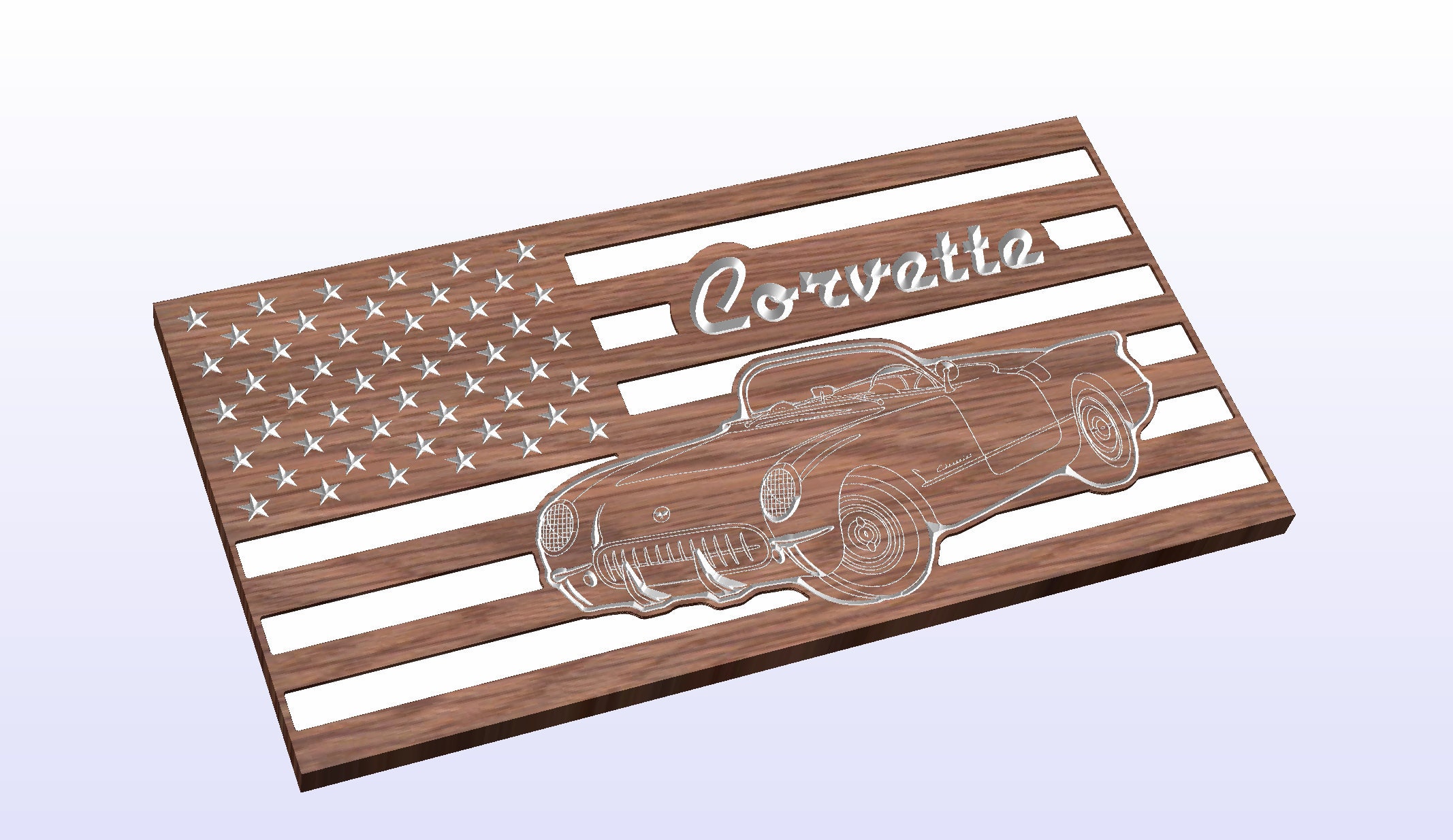 US Flag With Classic Corvette CNC File Dxf and Svg Files | Etsy