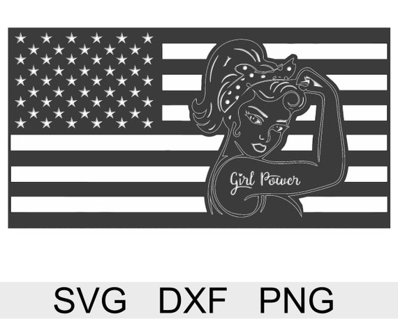 American Flag With Symbolic Girl Power Figure Dxf File for | Etsy