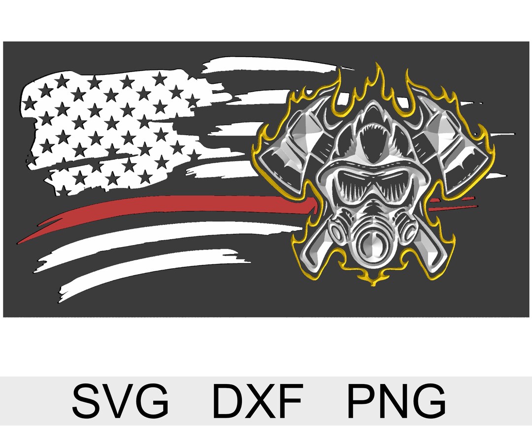 Distressed American Flag With Firefighter Surrounded by Flames. Svg and ...