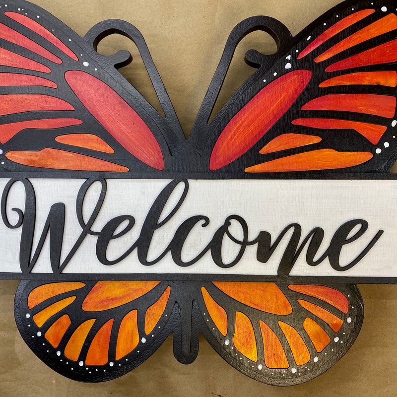 Laser Cut Butterflies Welcome Sign - Etsy