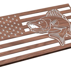 US Flag With Jumping Walleye CNC File – Dxf and Svg Files – Digital ...