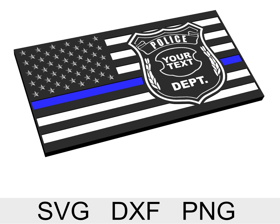 US Flag With Police Department Badge Add Your Own Text Dxf | Etsy