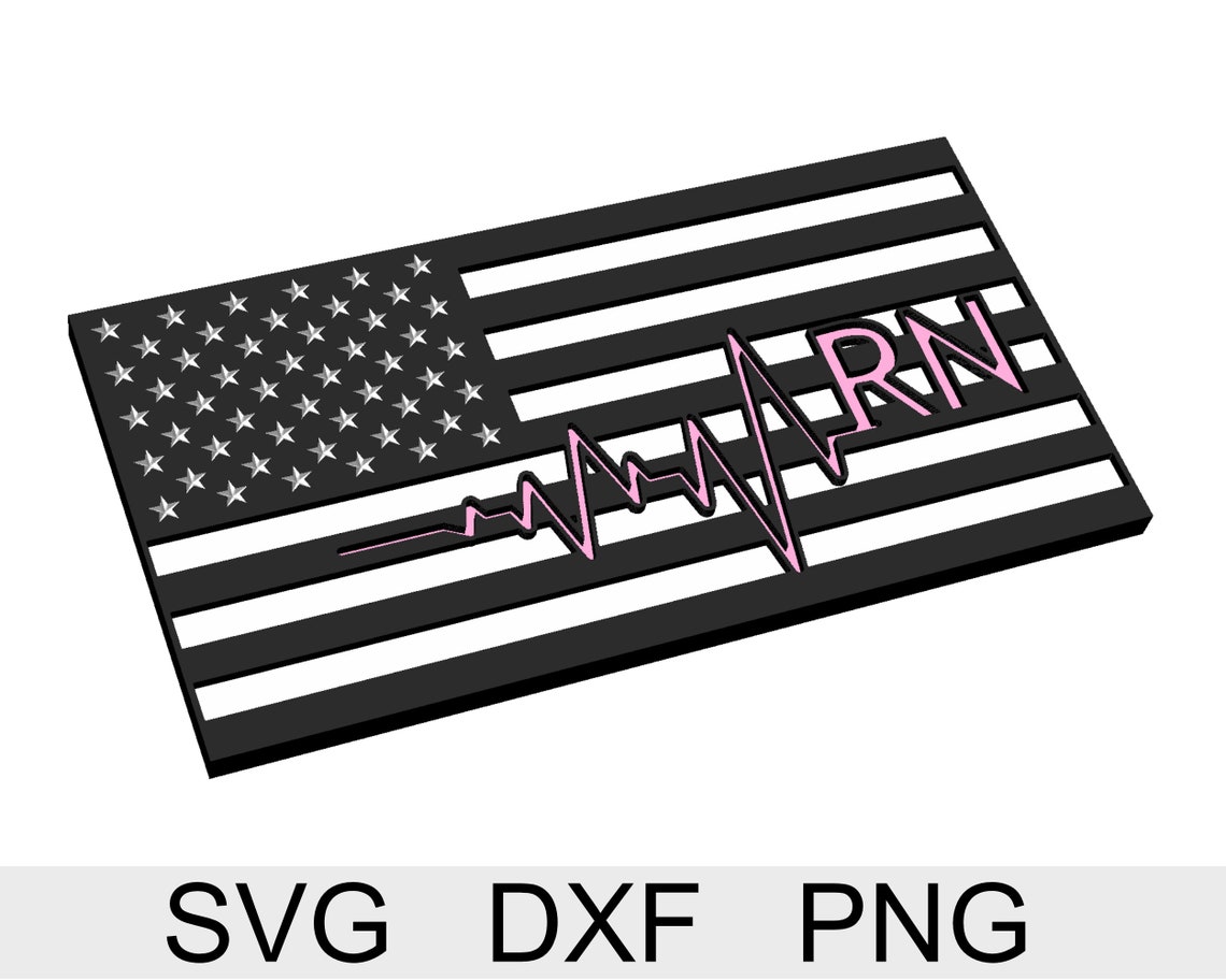 American Flag With EKG Chart and Registered Nurse Svg and Dxf File for ...