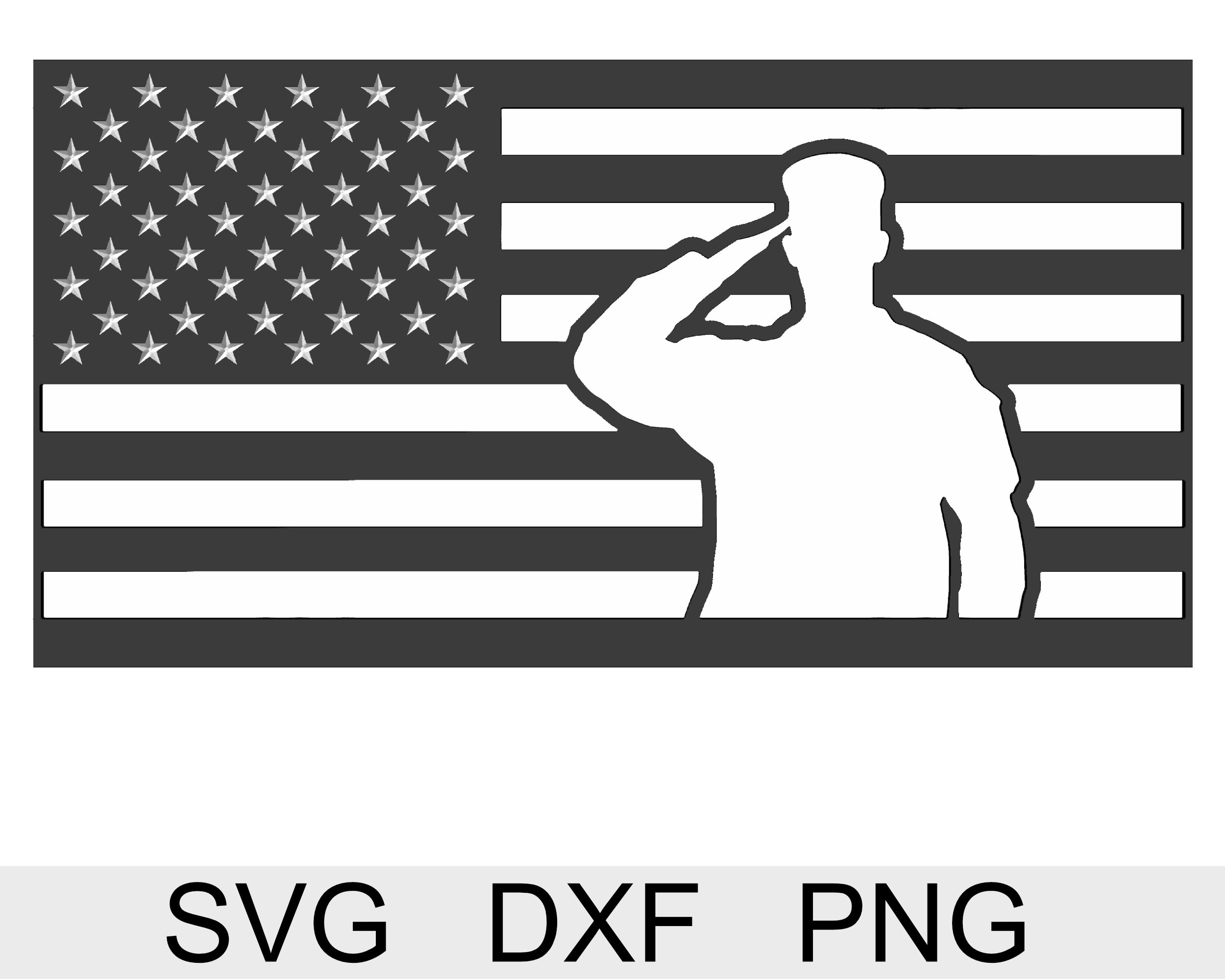 US Flag withSaluting Soldier CNC file Dxf and Svg files | Etsy