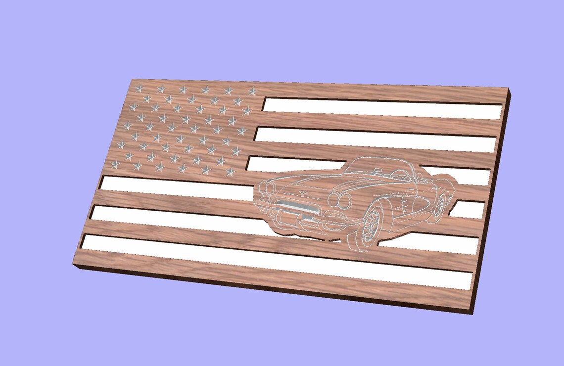 US Flag With 1960s Corvette CNC File – Dxf and Svg Files – Digital ...