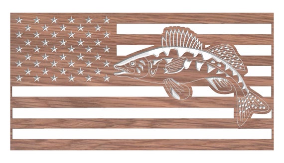 US Flag With Walleye CNC File Dxf and Svg Files Digital - Etsy
