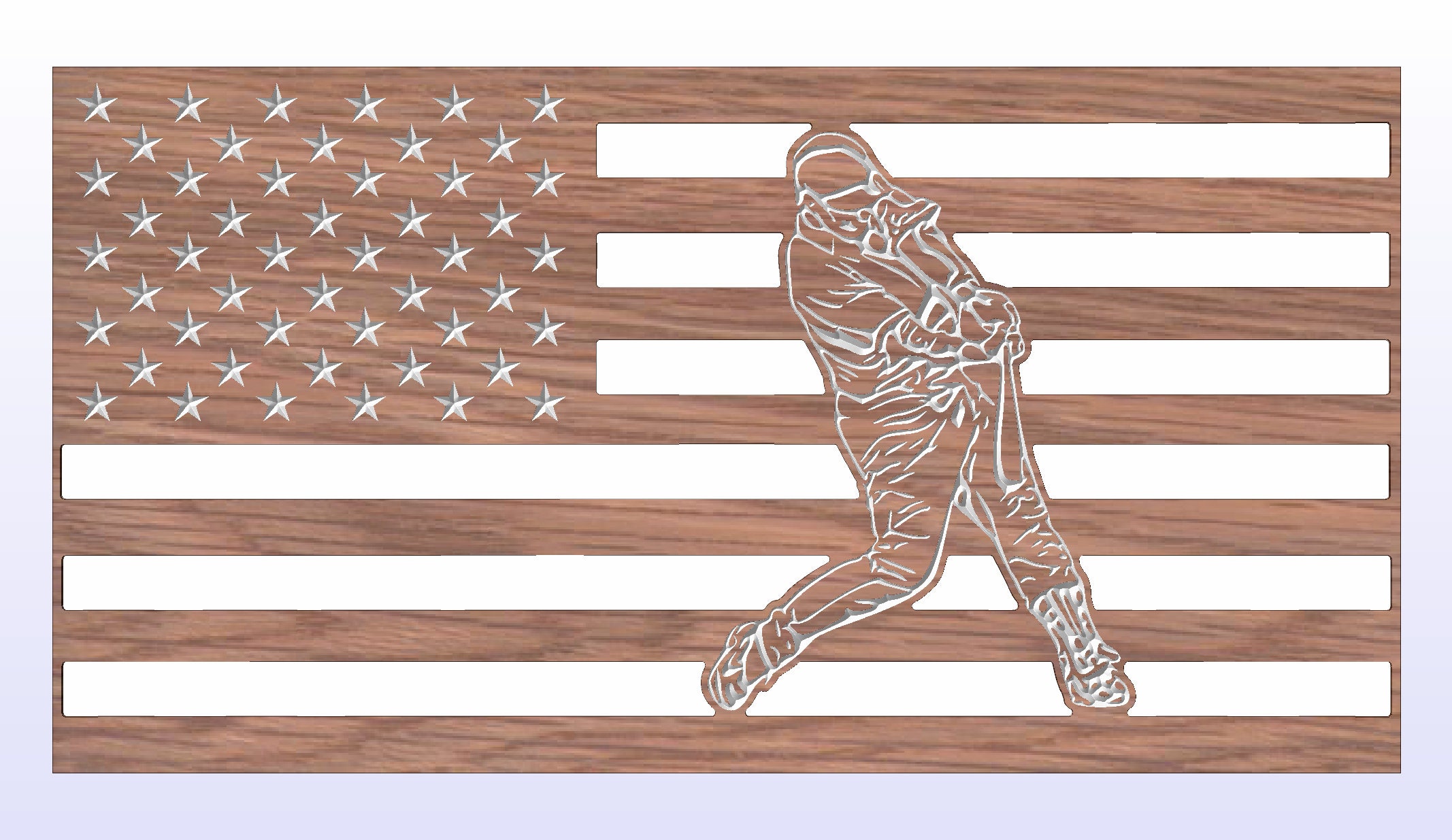 US Flag With Baseball Player CNC File Dxf and Svg Files | Etsy