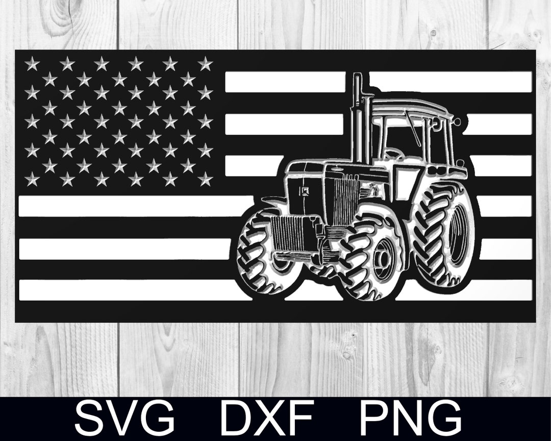 US Flag With Tractor CNC File – Dxf and Svg Files – Digital Download ...