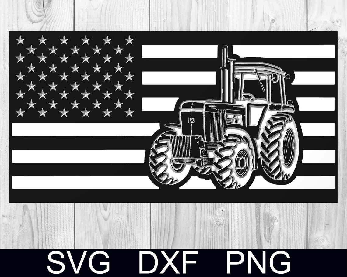 US Flag With Tractor CNC File Dxf and Svg Files Digital - Etsy