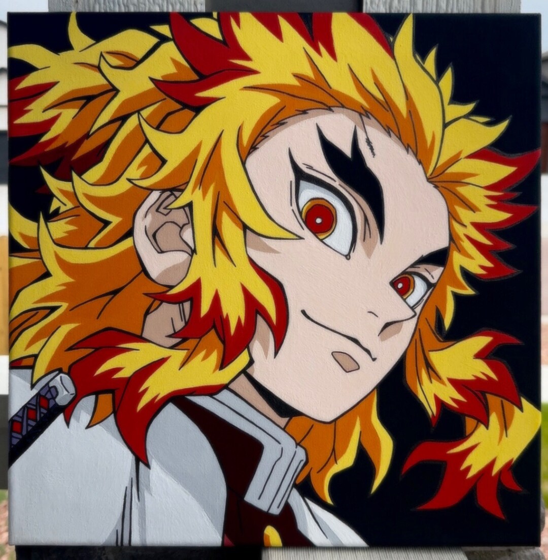 14x14 Anime Painting Rengoku - Etsy