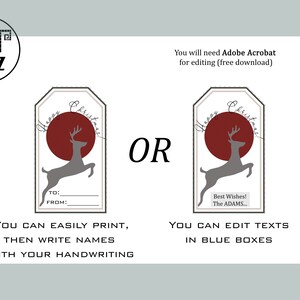 Editable Christmas Gift Tags | Printable Minimal Reindeer Present Tag ...