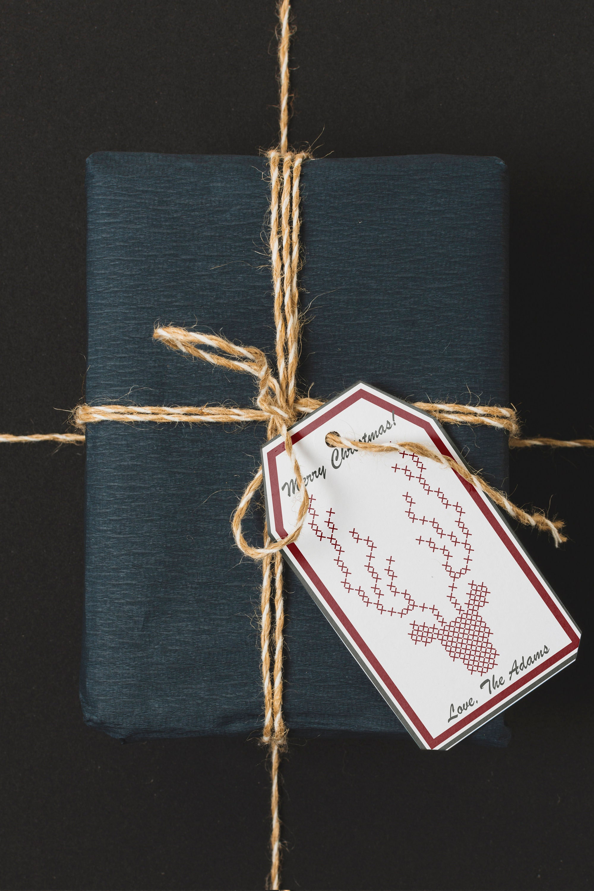 Printable Cross Stitch Deer Gift Tags | Merry Christmas Digital Present ...