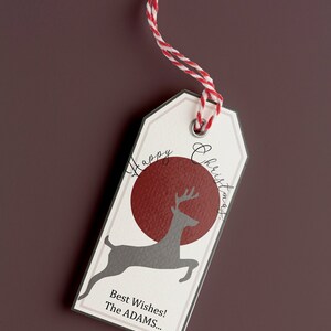 Editable Christmas Gift Tags | Printable Minimal Reindeer Present Tag ...