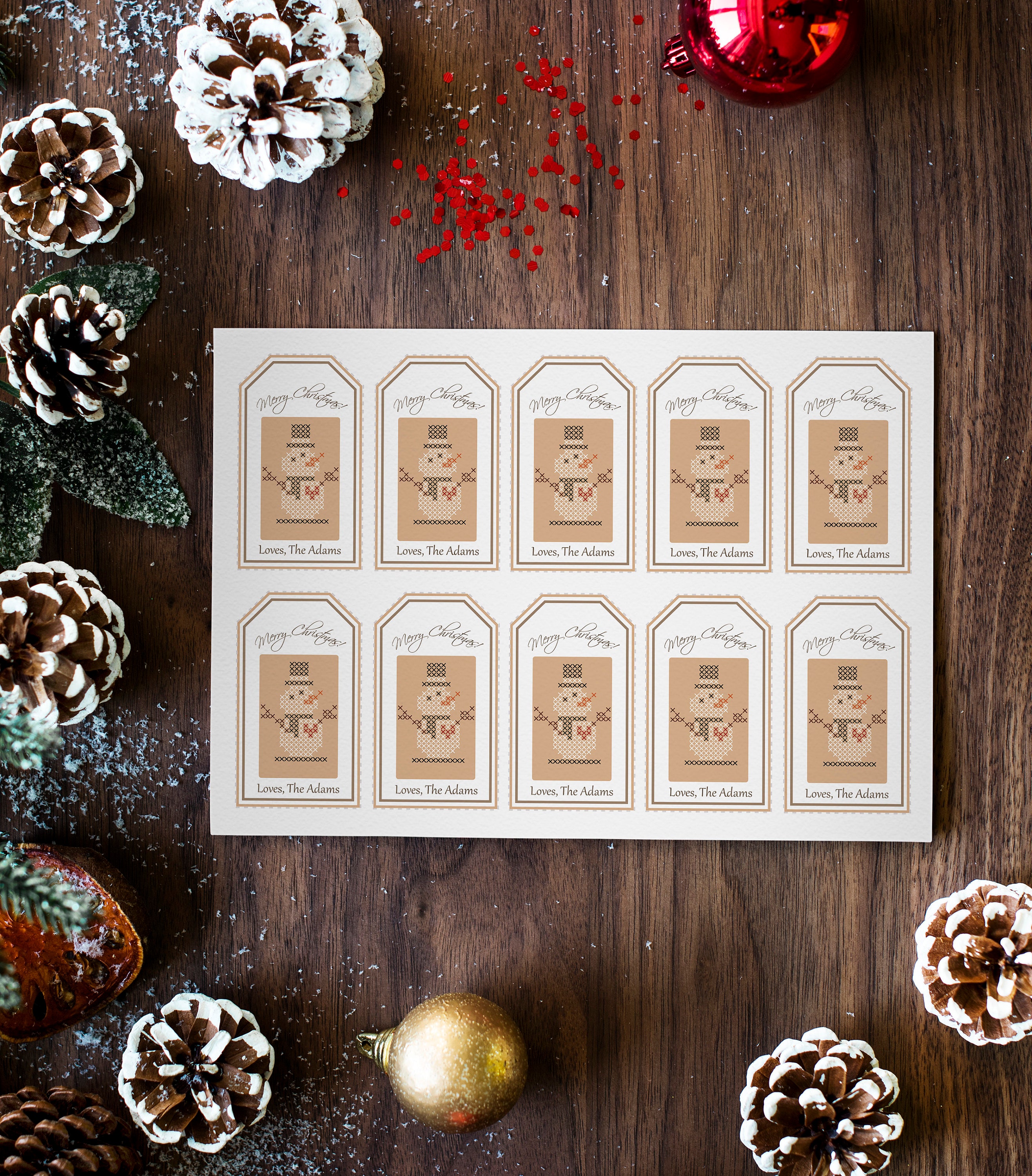 Editable Snowman Gift Tag: Cross Stitch Christmas Label (PDF) - Etsy