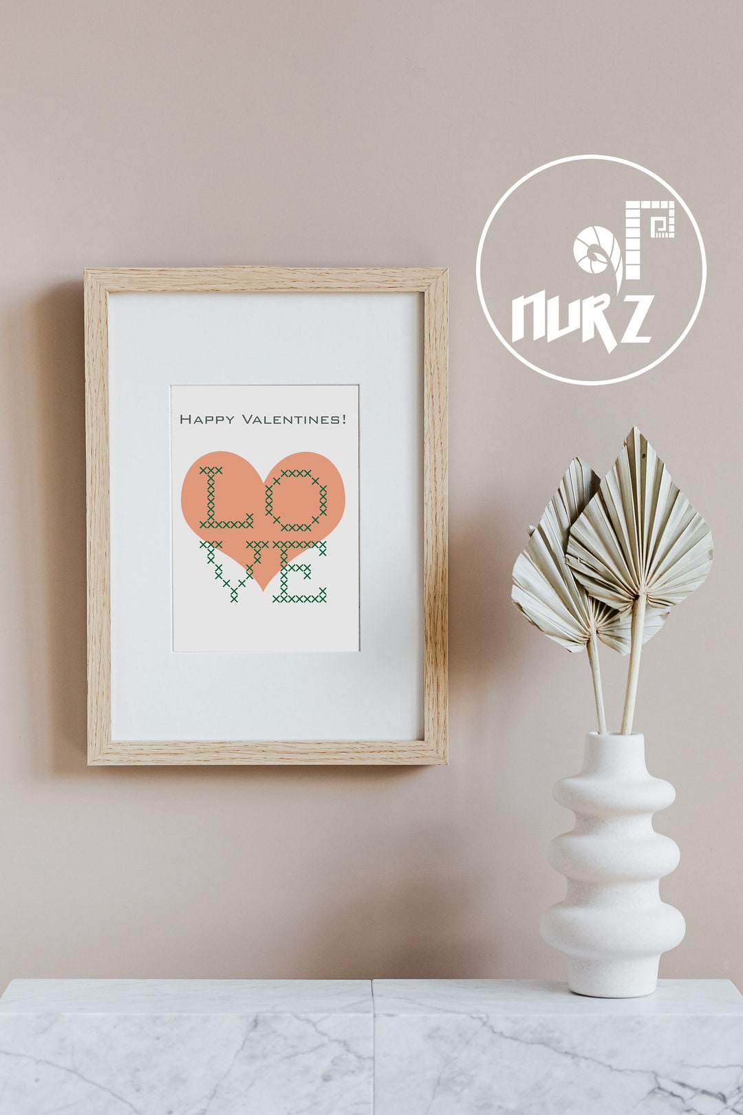 Vintage Love Print | Minimal Cross Stitch Poster | Typography Art Print ...