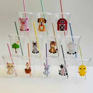 Farm Party Disposables Cups, Kids Birthday, Plastic Cups, Barnyard ...