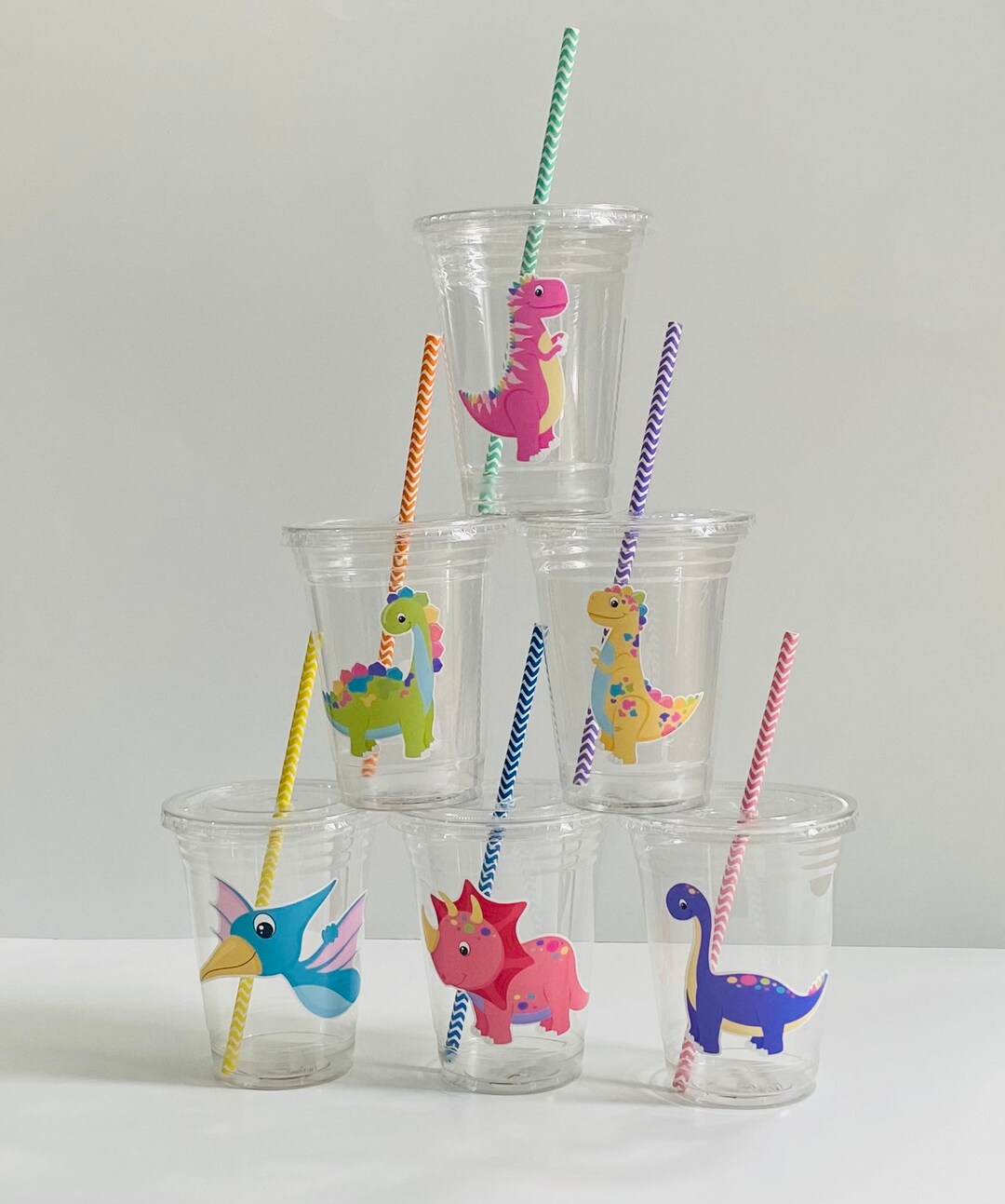 Dinosaur, Rainbow Dinosaur Plastic Cup, Disposable Cups, Dinosaur Party ...
