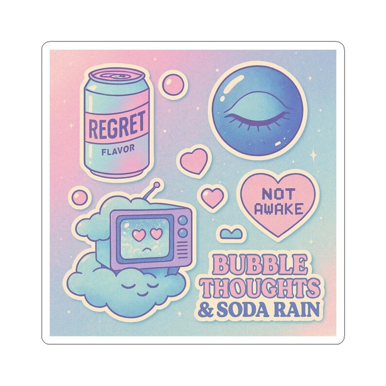 Dreamcore Bubble Thoughts Kiss-cut Stickers, Soda Rain Soft Aesthetic ...