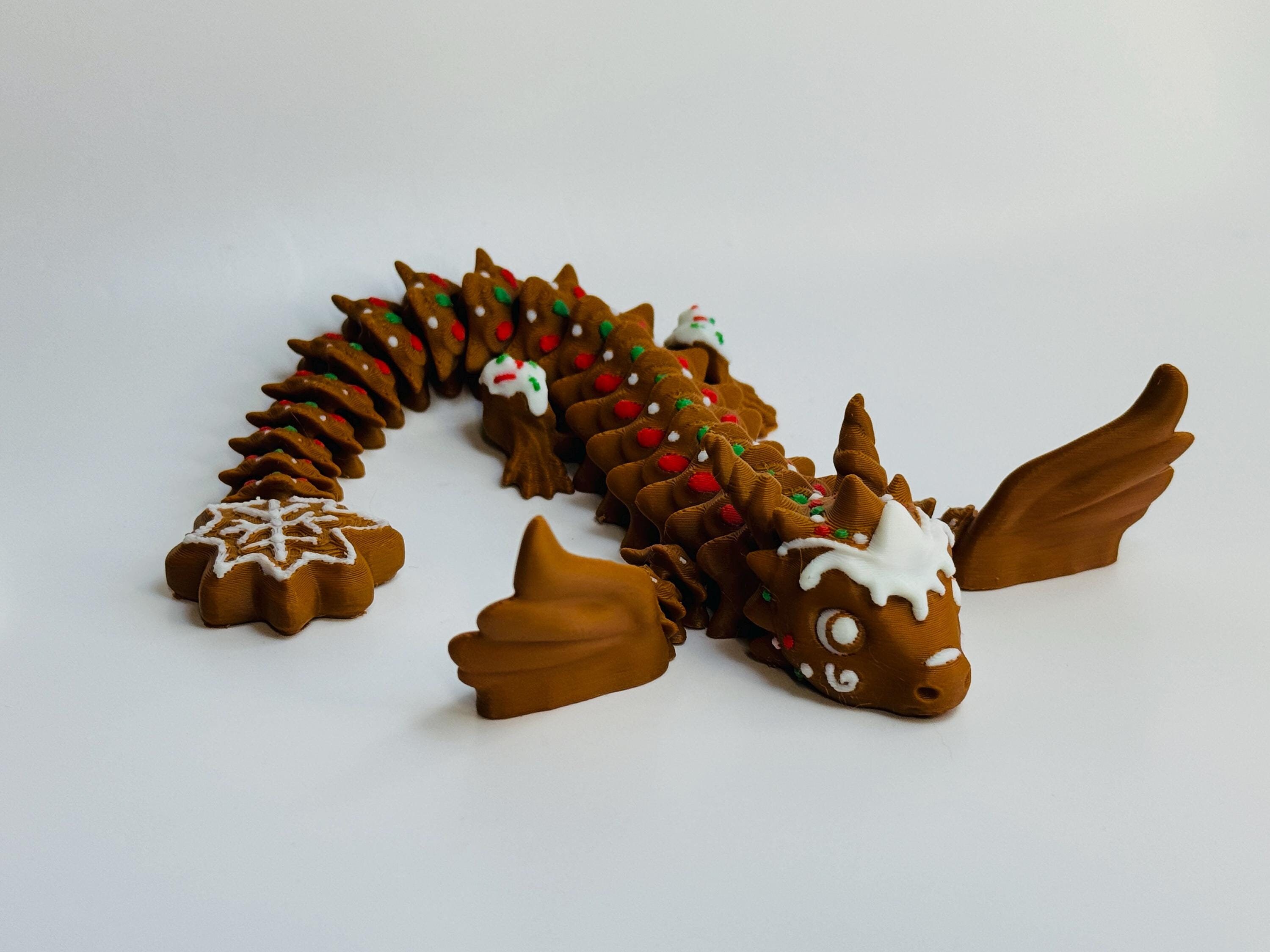 Gingerbread Dragon STL, Articulating 3D Print, Flexi Pet Toy (digital ...