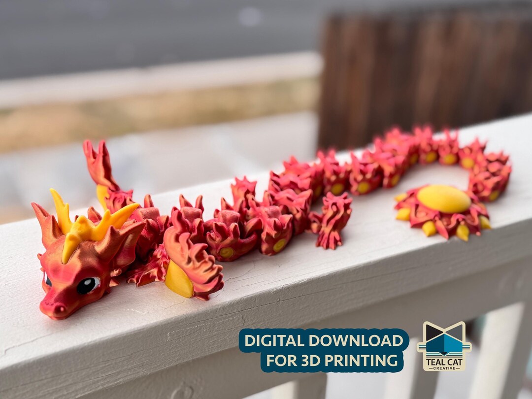 Sun Dragon by Tealcatcreative, STL File for 3D Printing. Articulating ...