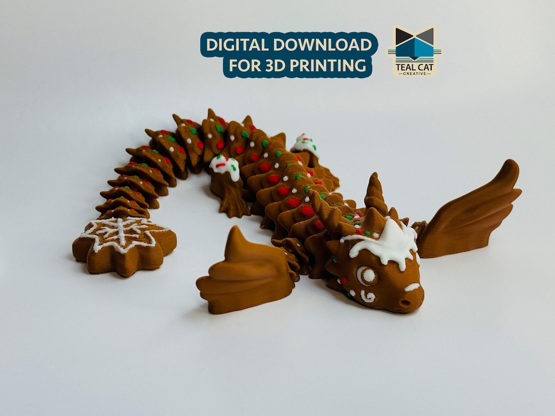Gingerbread Dragon by Tealcatcreative, STL File for 3D Printing ...