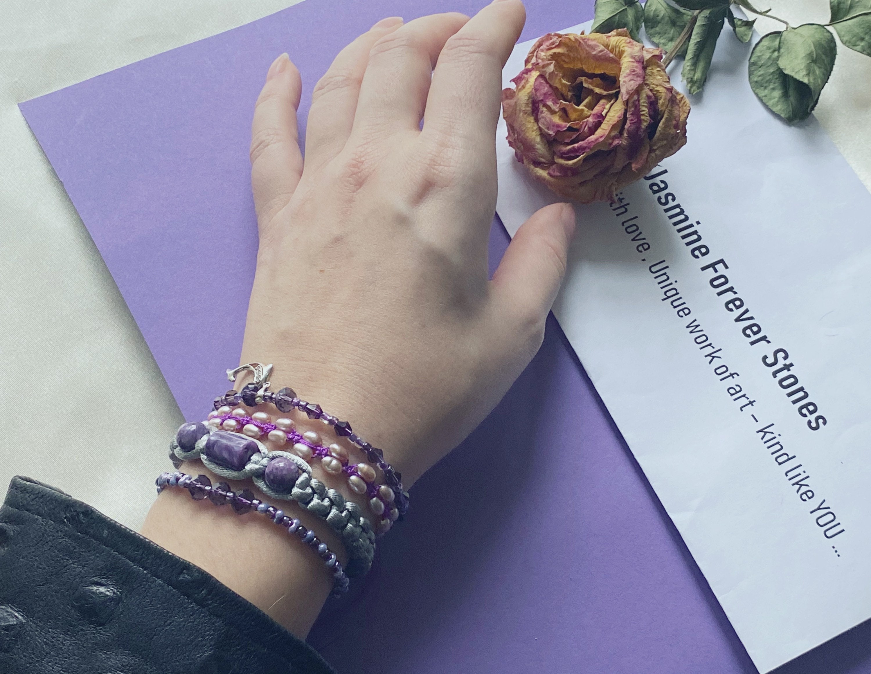 Purple aesthetic bracelet ANTI ANXIETY Gemstone Charoite | Etsy